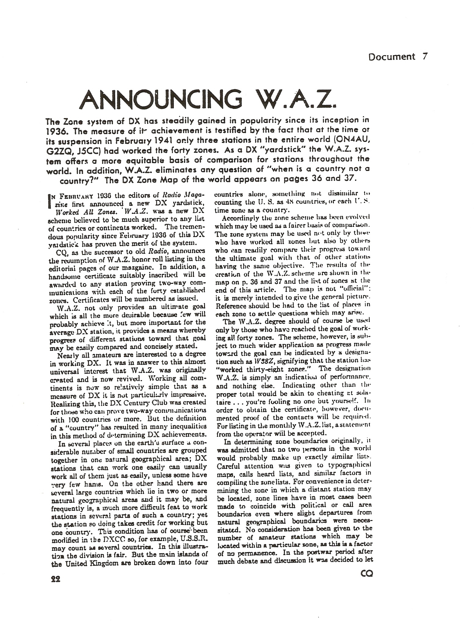 CQ WW - History of the CQ WW Contest